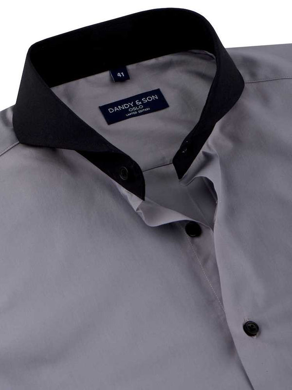 Limited Edition Extreme Cutaway Grey With Black Contrast Shirt - DANDY ...