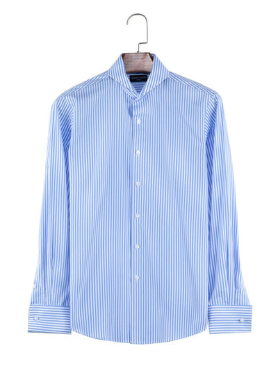 Extreme Cutaway Big Blue Stripes Shirt French Cuff - DANDY & SON
