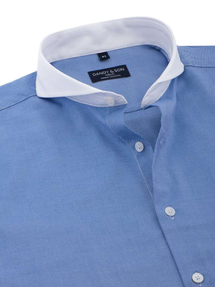 Extreme Cutaway Royal Blue Premium Contrast Shirt - DANDY & SON